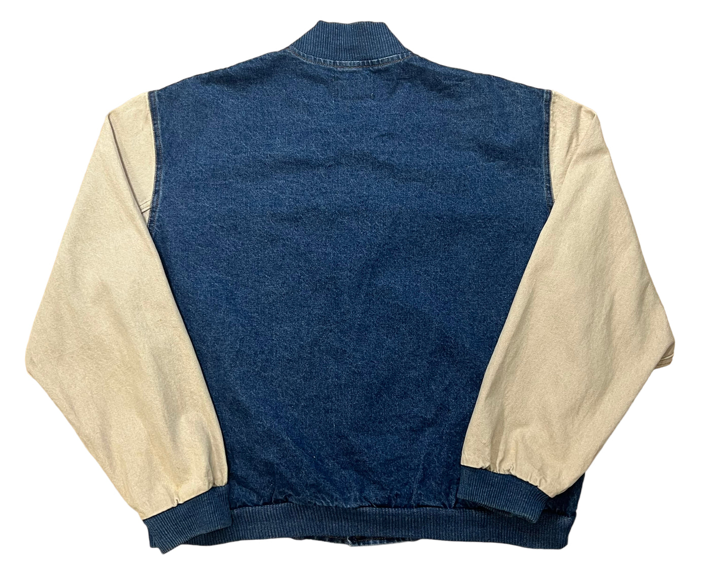 Vintage Limestone Blue Denim Varsity Jacket | Bring It Back